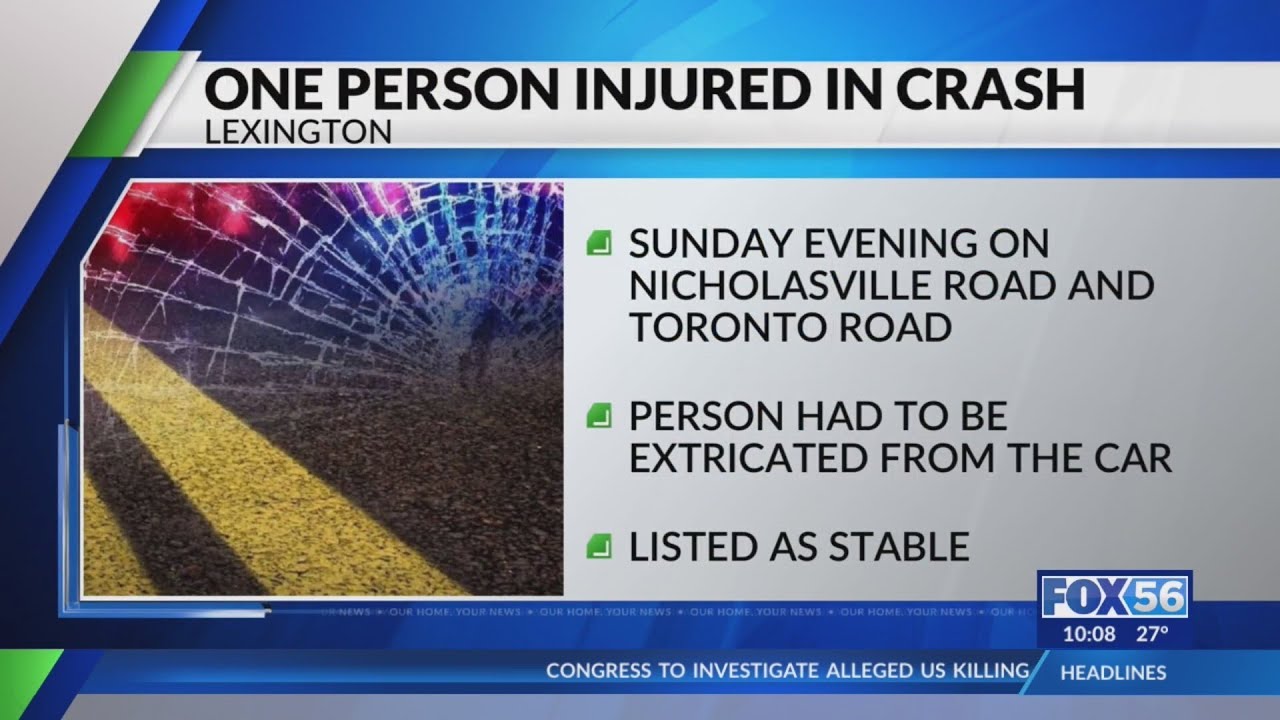 1 hospitalized after 2-vehicle crash in Lexington