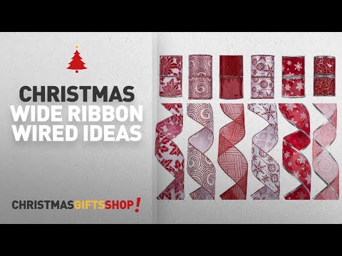 Wide Christmas Ribbon Wired: SANNO 12 Rolls Holiday Christmas Ribbon, Assorted Glitter Ribbon Tulle