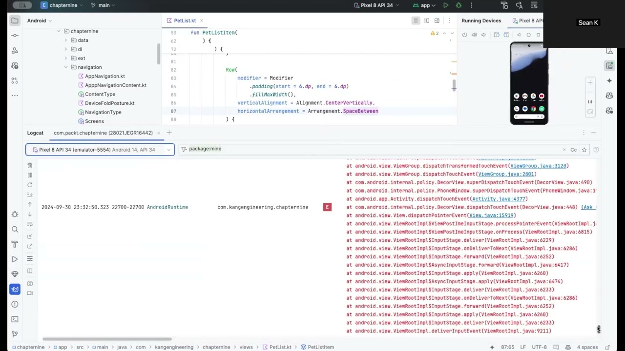 StackTrace in Android Studio