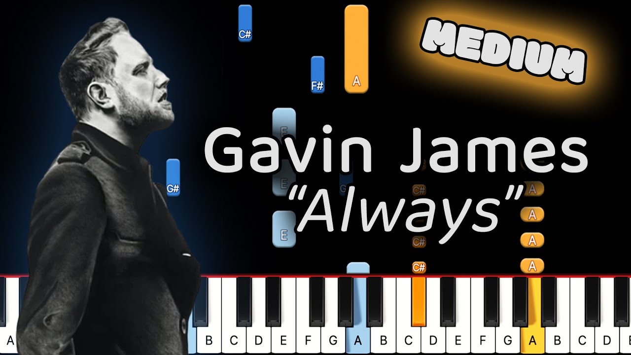 Learn To Play Always Gavin James on Piano! (Medium)