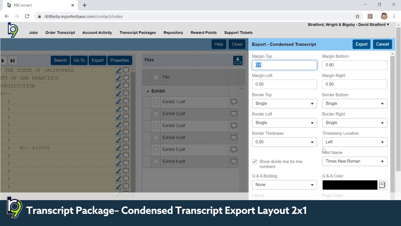Transcript Package   Condensed Transcript Export Layout 2x1
