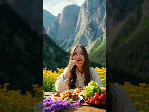 Sitting and eating at the foot of the mountain. #mountains