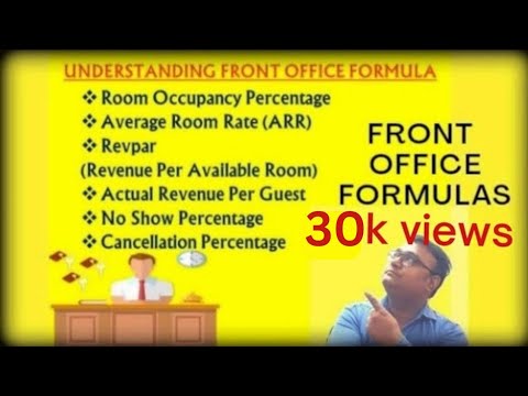 Front Office Formula used in Hotels | ARR, REVpar, Occupancy Percantage etc