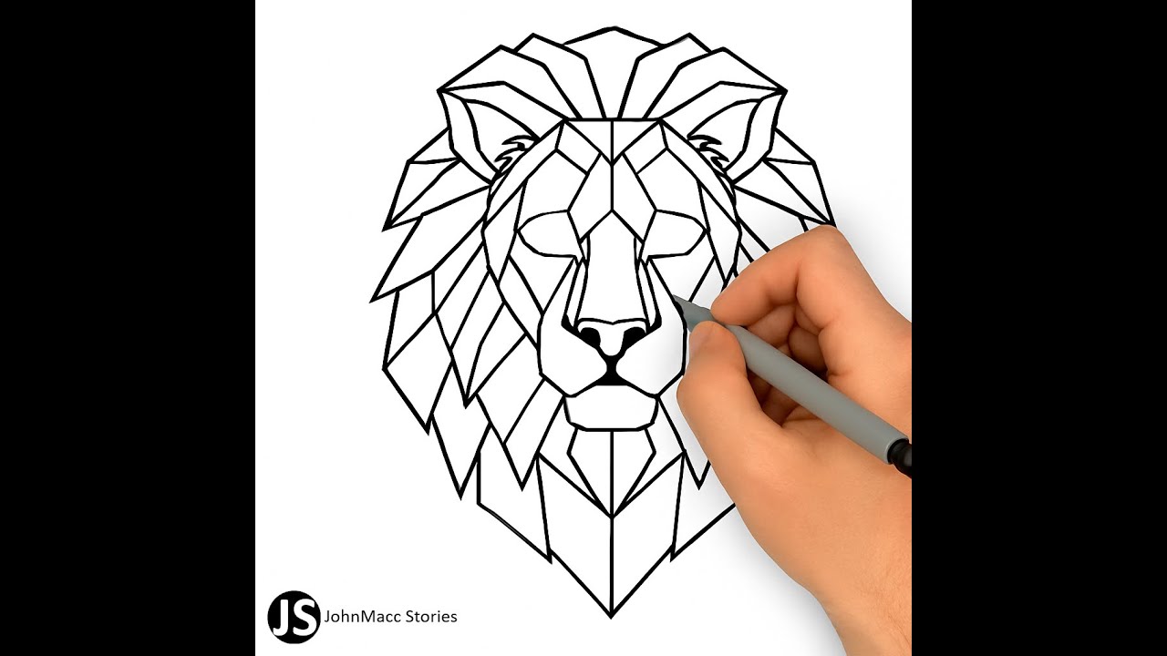 How to Draw a Geometric Lion | Step-by-Step Easy Art