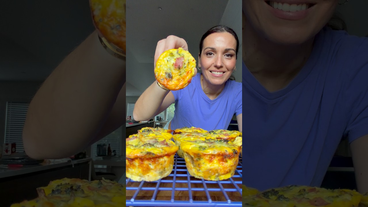 I lose weight eating these Low Carb Broccoli Cottage Cheese Egg Muffins🥦🍳🥓 #shorts #recipes