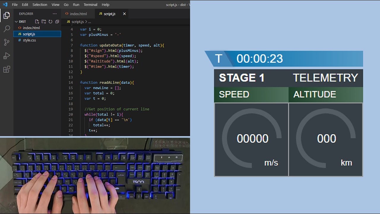 ASMR Programming - Coding SpaceX Telemetry using Javascript and CSS - No Talking