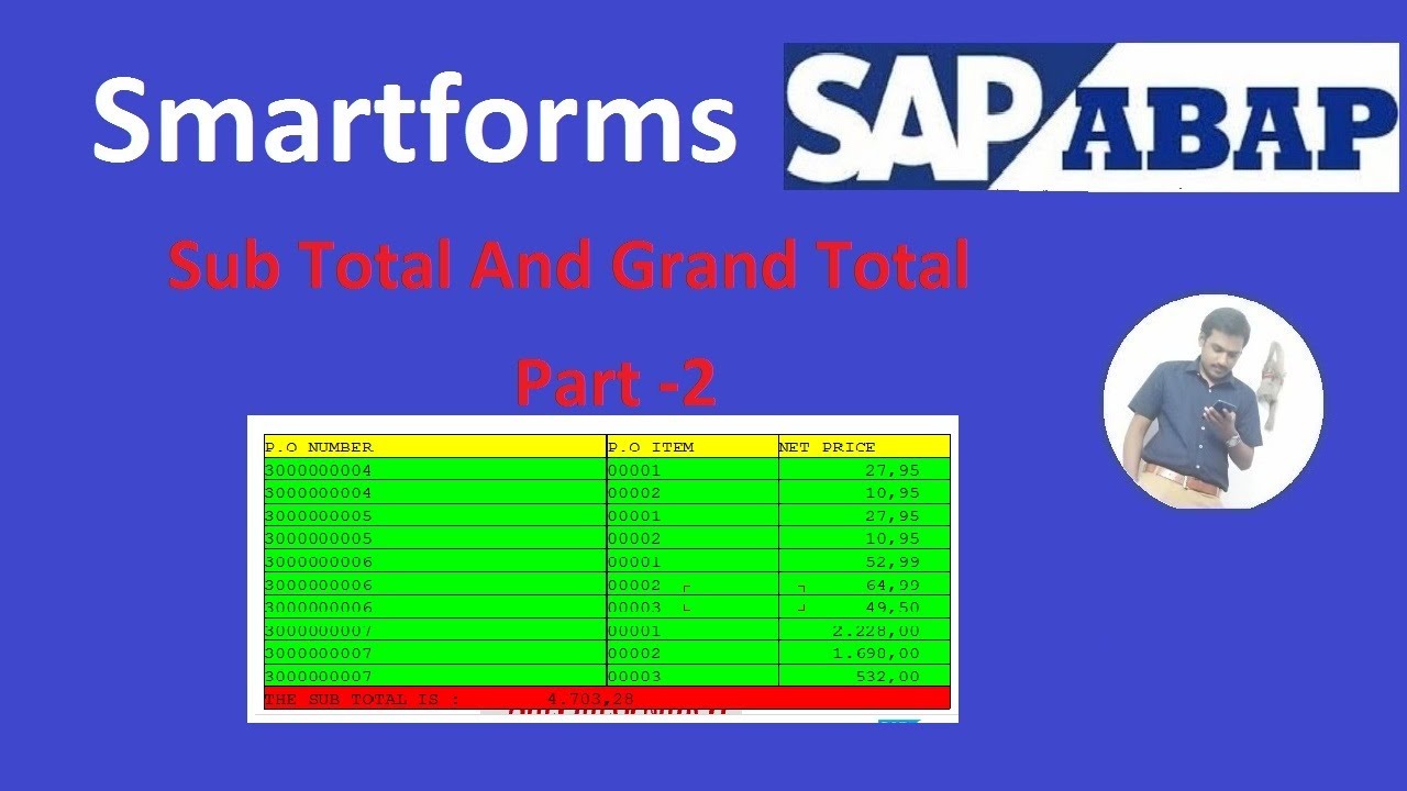 How to create a Smart forms (Subtotal   and Grand total) In SAP ABAP Part-2