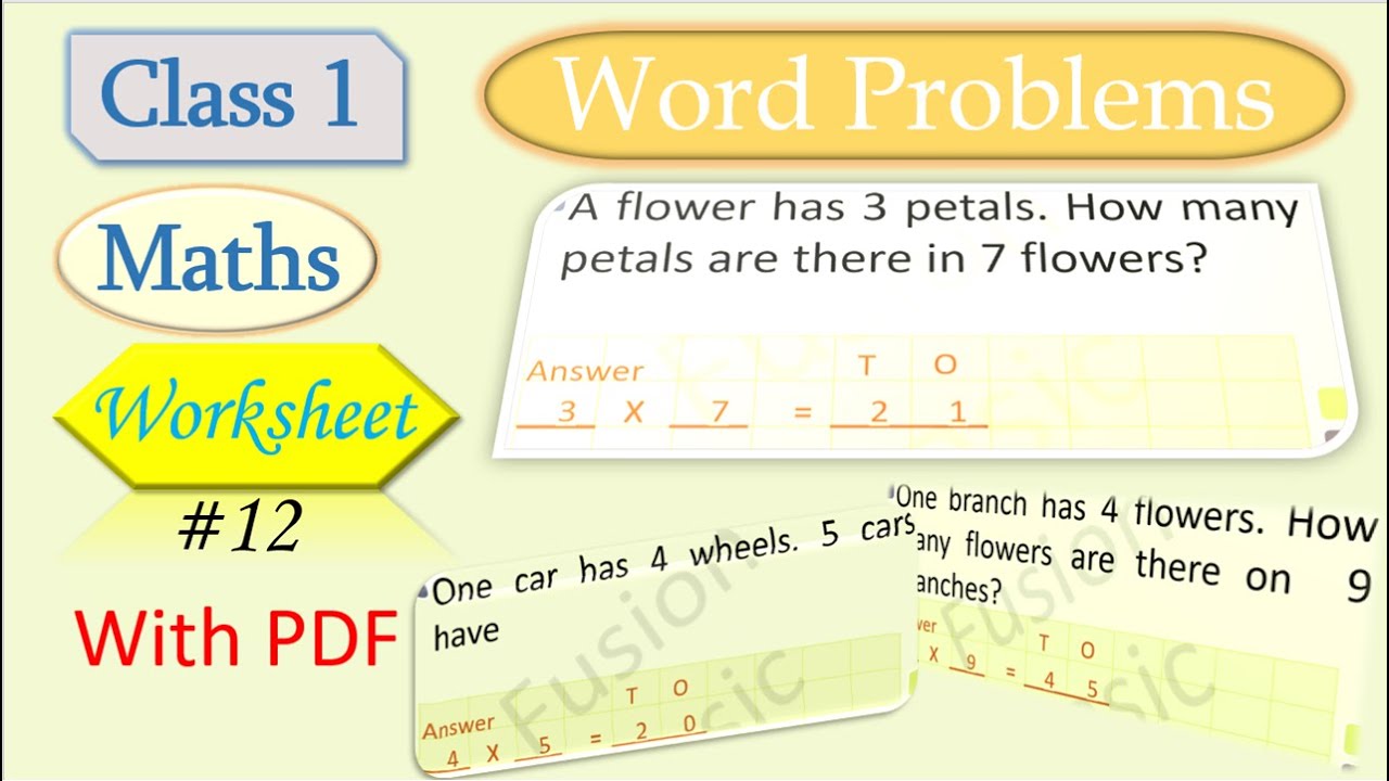 Multiplication Word Problem | Math Quiz | Class 1 Math Worksheet 12| Practice Worksheet with PDF