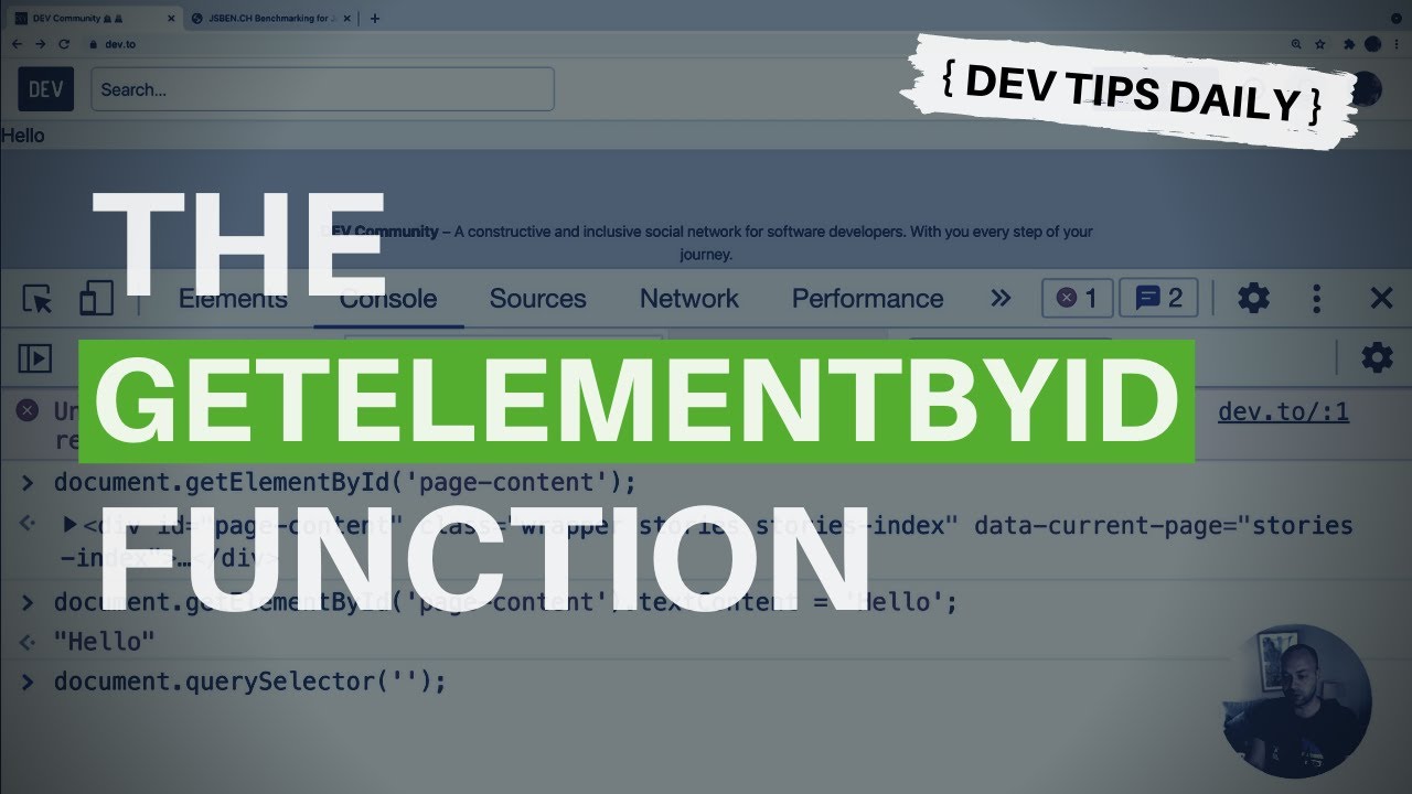 DevTips Daily: The document.getElementById function (and other alternatives)