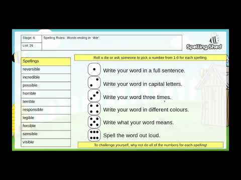 Words ending in 'ible' Lesson 3