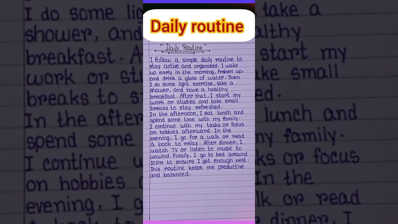 My daily routine in English!! My daily routine paragraph writing!!#shorts