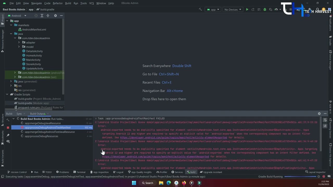 Execution failed for task app processDebugAndroidTestManifest Manife || Problem Solved