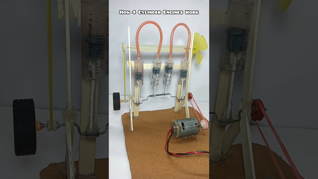How does a four cylinder engine work?| #engine #project #tech #youtubeshort