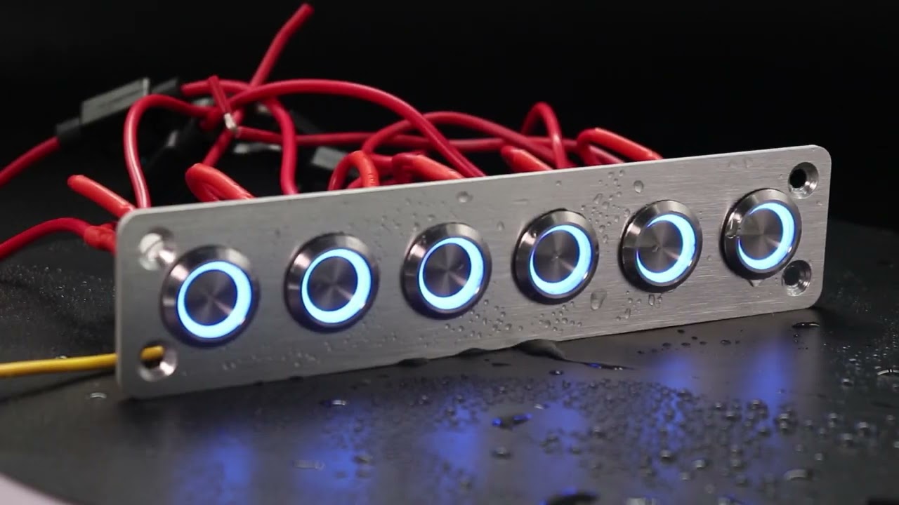 Iztoss 6 Gang Aluminum Push Button Switch Panel for Marine RV Boat Caravan Yacht