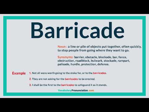 How to Pronounce BARRICADE l Definition, Meaning, Example and Synonyms of BARRICADE by VP