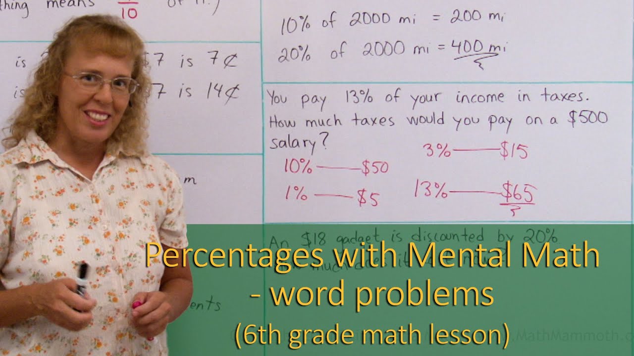 Percentage word problems with mental math