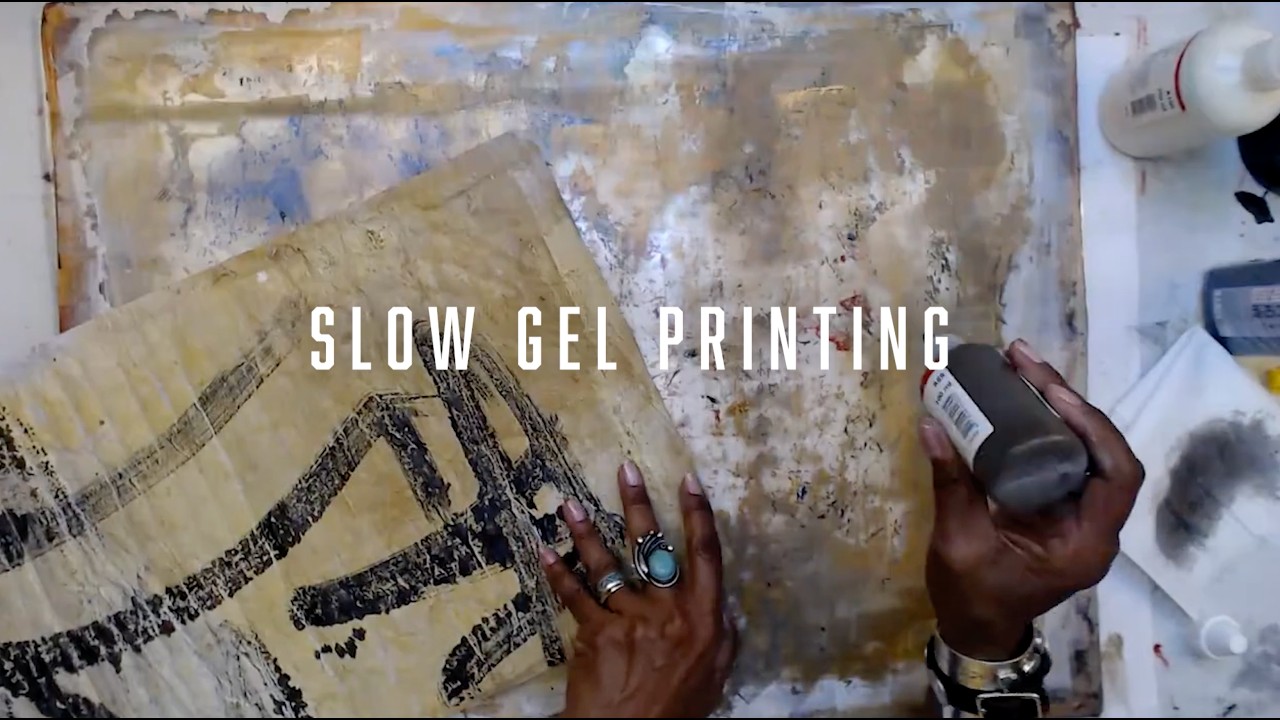 Slow Gel Printing on the Large Gel Plate - 15 minutes working two gel prints!