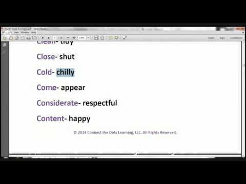 Fourth Grade Synonyms Lesson 4