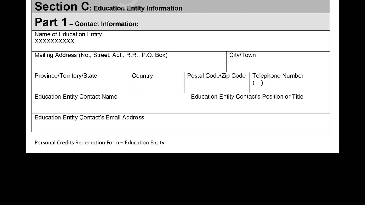 Part 4 Redemption Form Education Entities Personal Credits