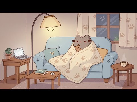 Pusheen’s Cozy Night Room ✨🌙 Chill Lofi for Late Night Study 🐾 Soft Lofi Beats for Relax & Sleep
