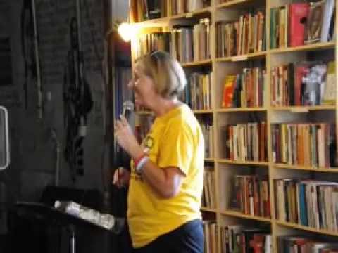 Cindy Sheehan speaking at Random Row Books in Charlottesville Va.