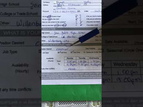 Job Application: Availability