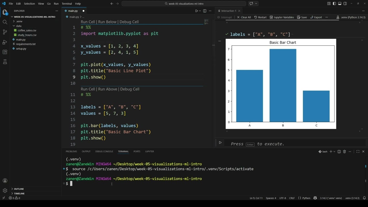 Python for AI - Week 5.3 - Matplotlib: Three Ways to Plot in VS Code
