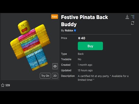 New Roblox Item Festive Pinata Back Buddy