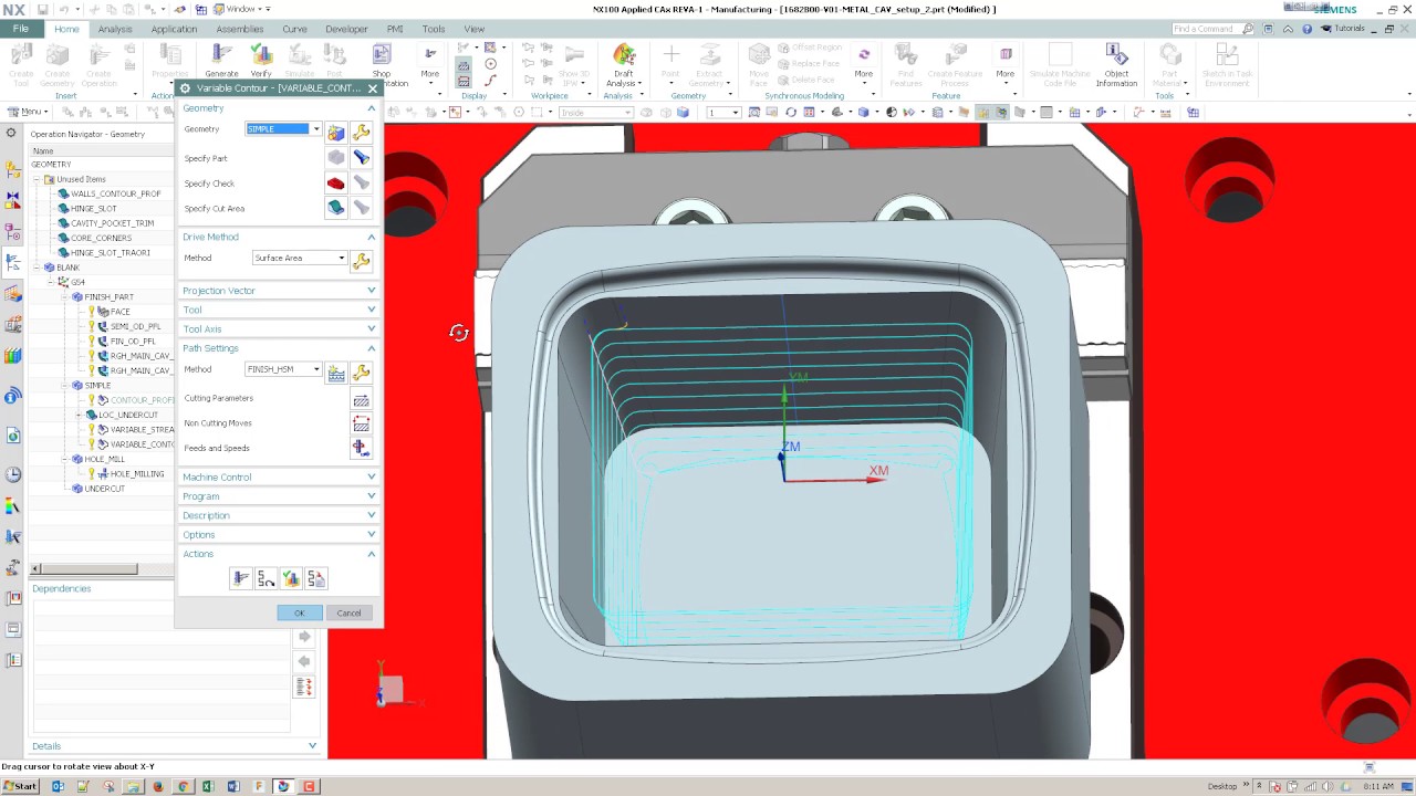 Siemens NX10   5axis Variable Surface Area Toolpath