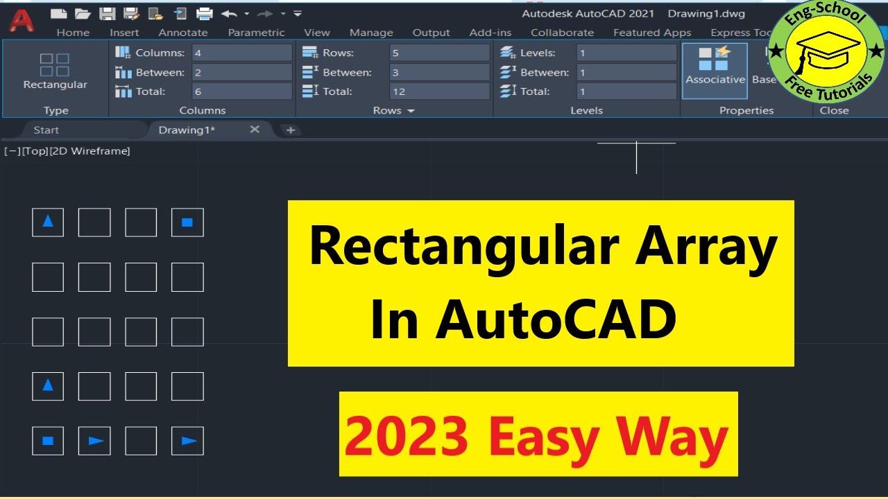 How to use rectangular array in AutoCAD