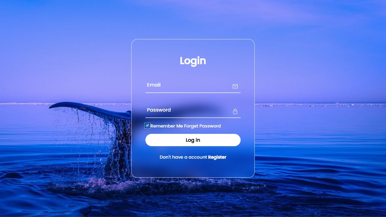 Modern login form made with only HTML & CSS - Transparent Login Form | #coding #webdevelopment #css