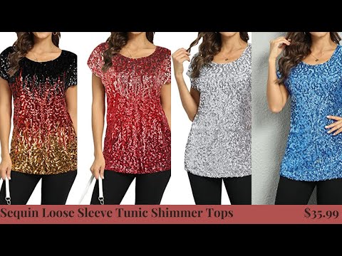 Sequin Loose Sleeve Tunic Shimmer Tops #sequin #top #shimmeryandglittery