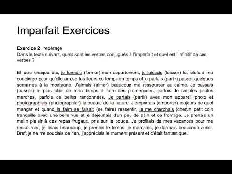 Conjugaison française : imparfait exercice2