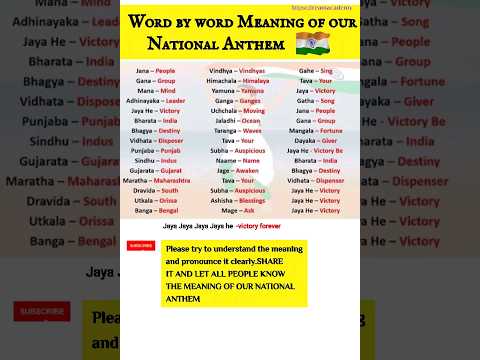 🇮🇳Meaning of our National Anthem🇮🇳 #shorts #youtubeshorts #shortsfeed #shortsvideo #india #trending