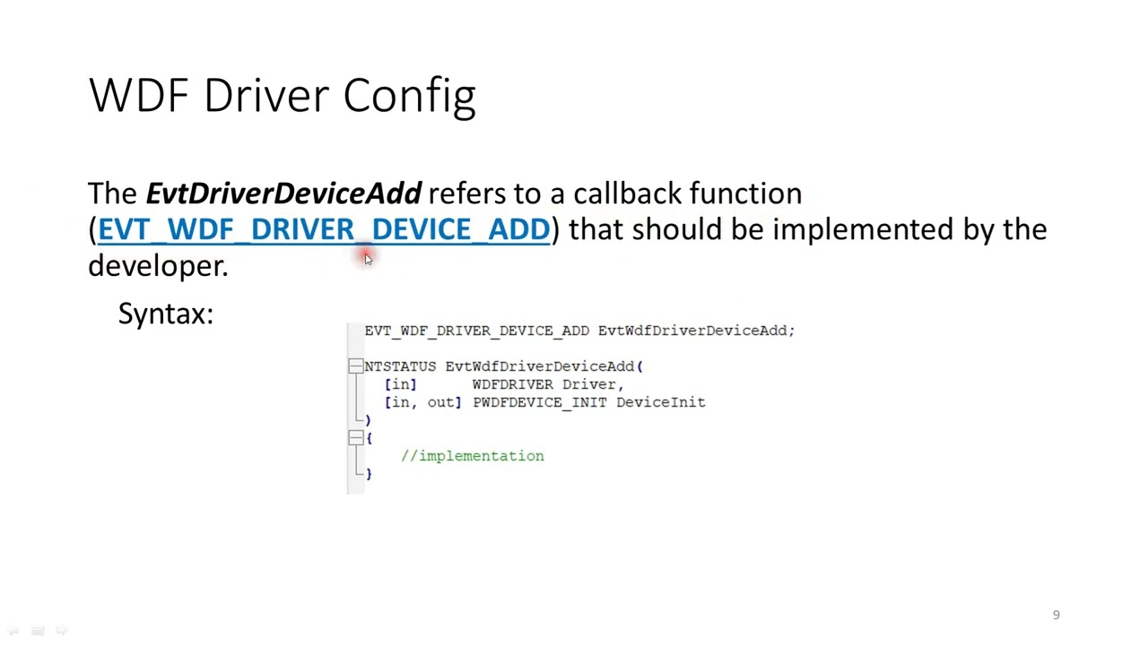 Tutorial 8 - Windows Driver Framework - WDF Driver Config
