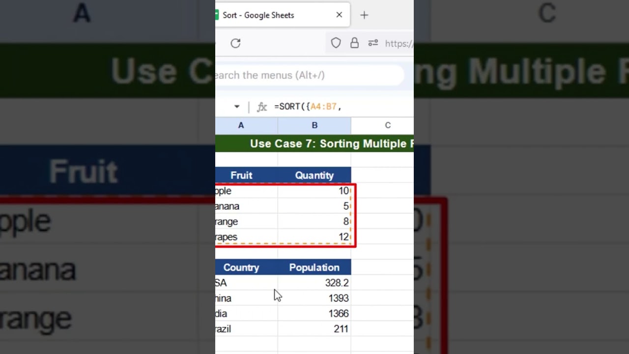 Sorting Multiple Ranges in Google Sheets