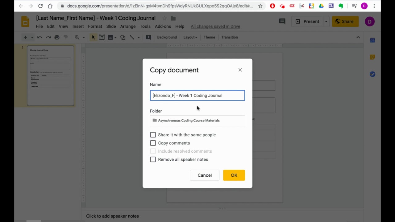 How to Complete Coding Journal
