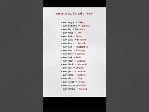 WORDS TO USE INSTEAD OF VERY #english #englishlanguage #learnenglish #vocabulary #ingles #learning