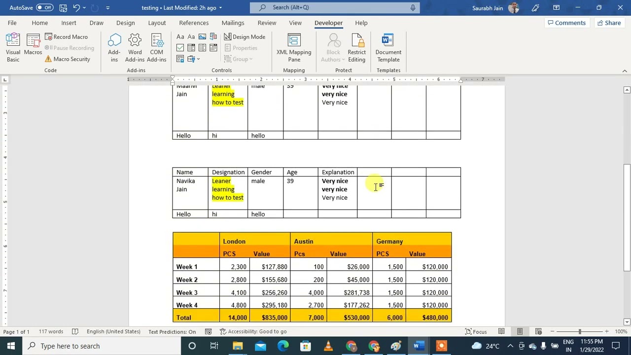 VBA code to copy table data from word to Excel