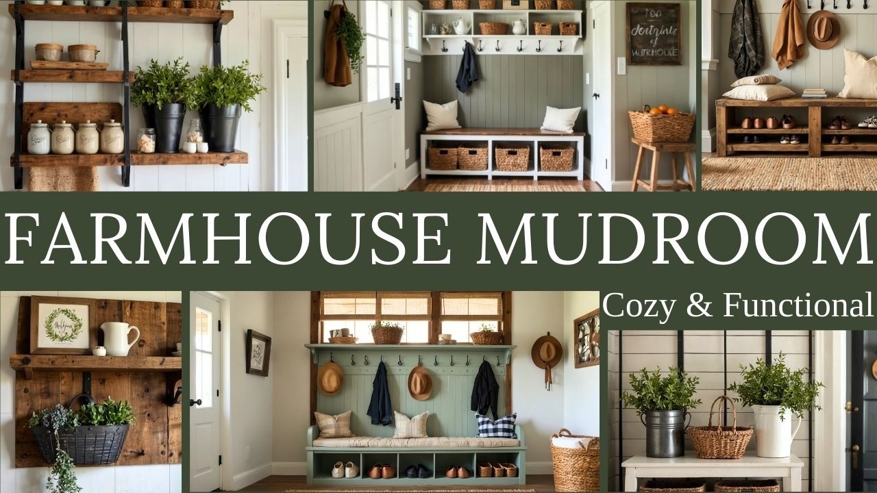🌿 Pretty Farmhouse Mudroom Ideas | Cozy & Functional Entryway Inspiration