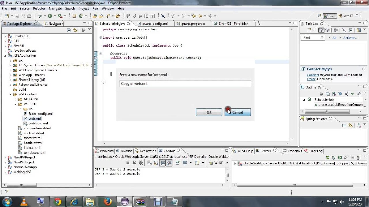 Quartz Scheduling using JSF2