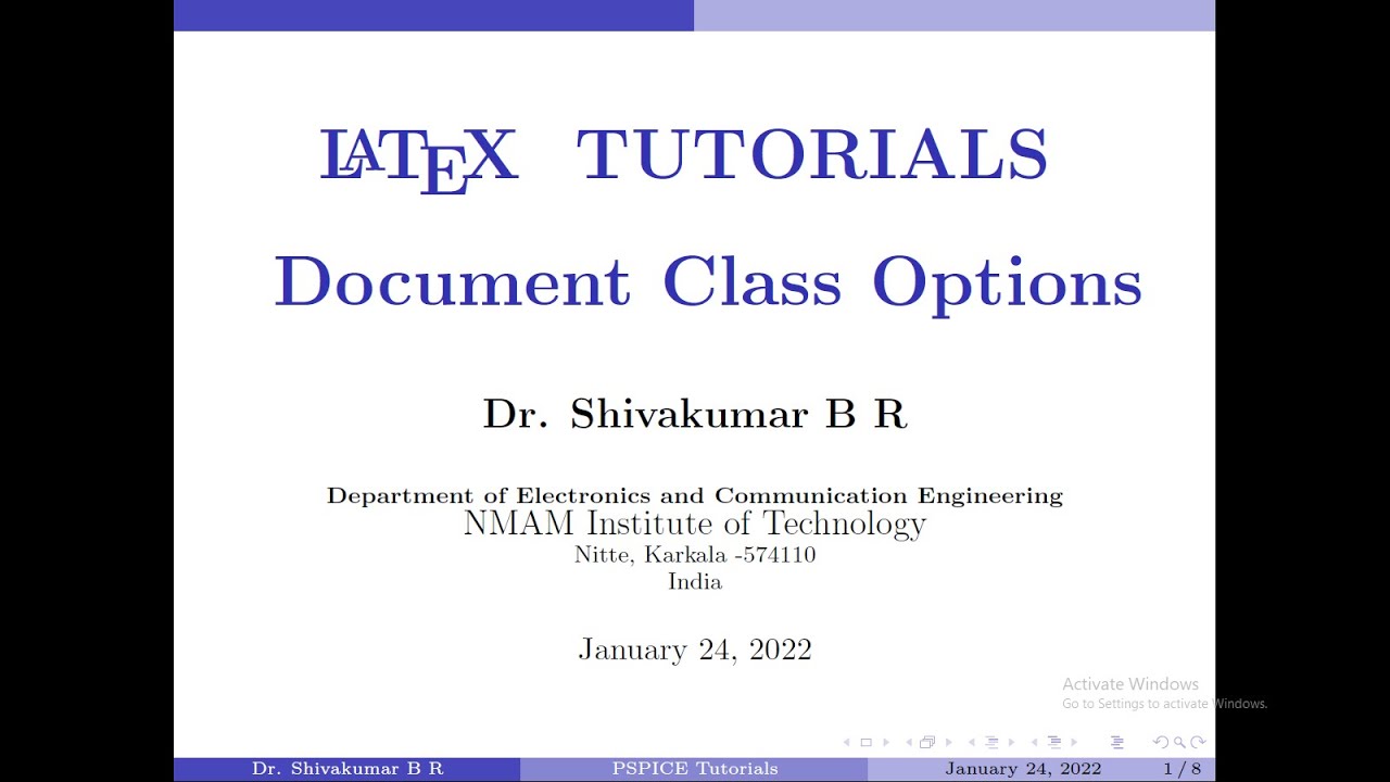 LaTeX Tutorial 2: Docuemnt Class Options