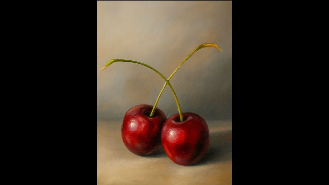 Oil Painting Tutorial - Painting Red Cherries - Lesson 1/4 (Background)
