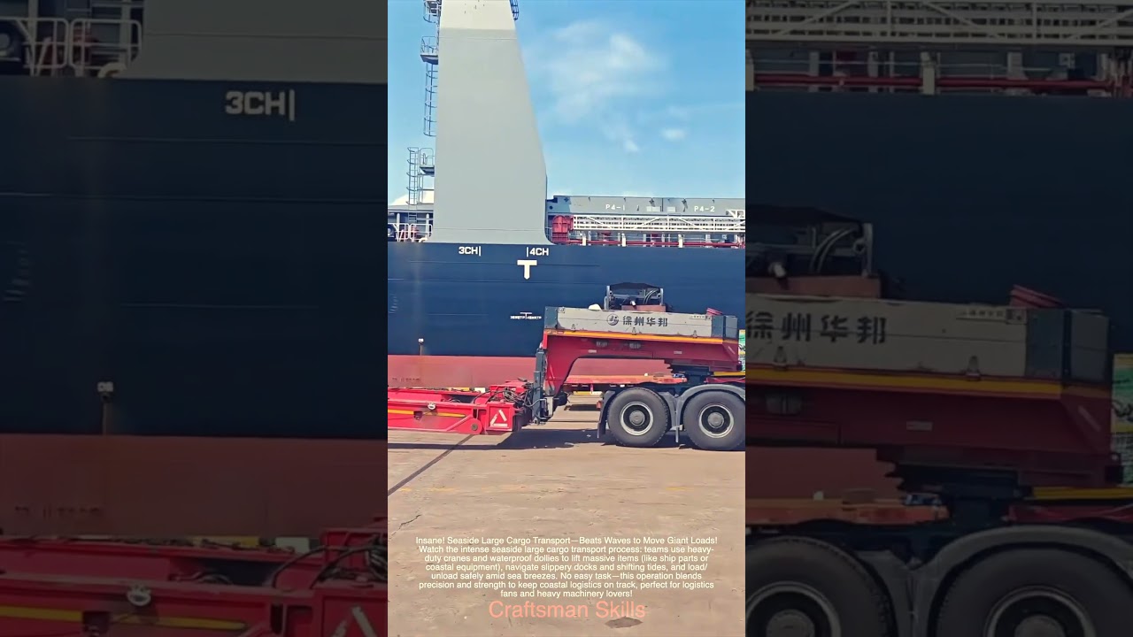 Insane! Seaside Large Cargo Transport—Beats Waves to Move Giant Loads!
