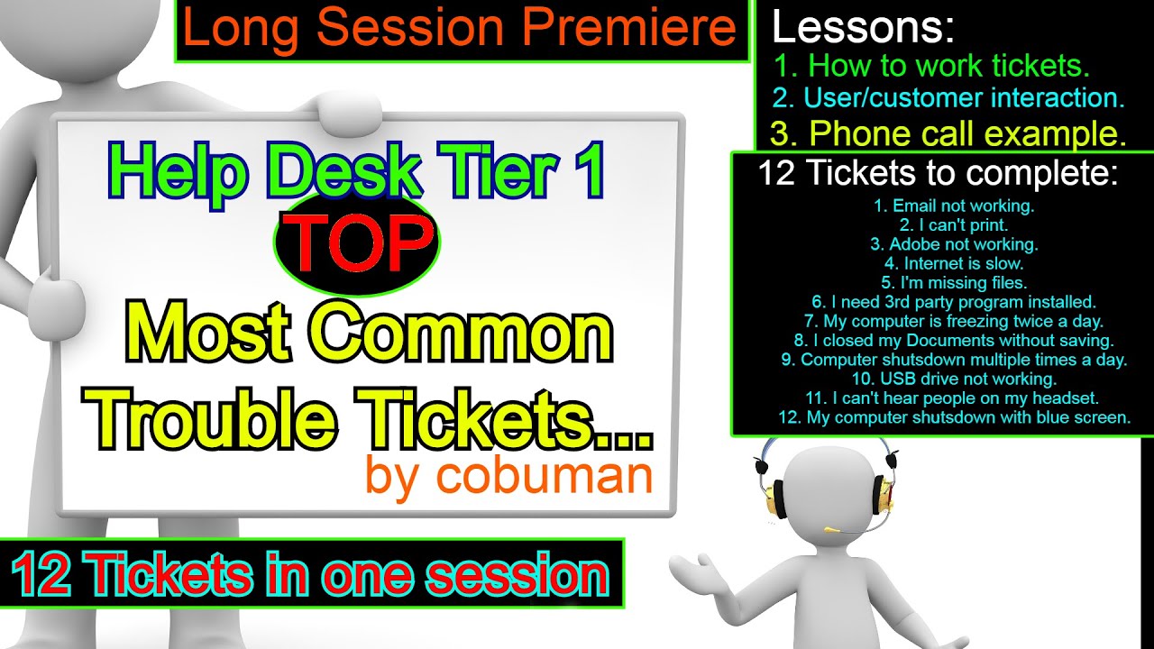 Help Desk Tier 1, Top Trouble Tickets Training Video, Real Life Lesson to work Help Desk.