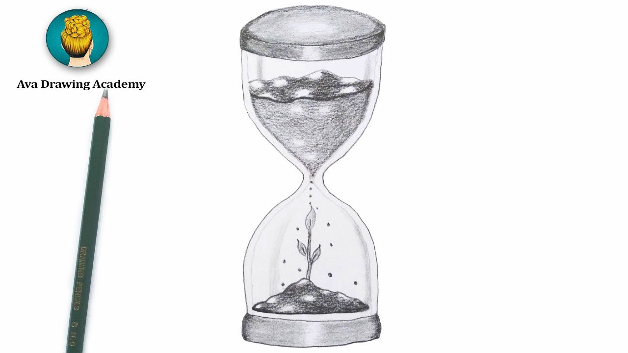 How To Draw An Hourglass - Easy Hourglass Drawing With Pencil - Hourglass Drawing Step By Step