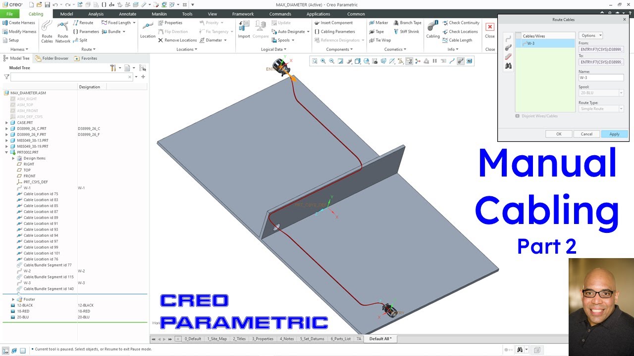 Creo Parametric - Manual Cabling Process (Video 3)
