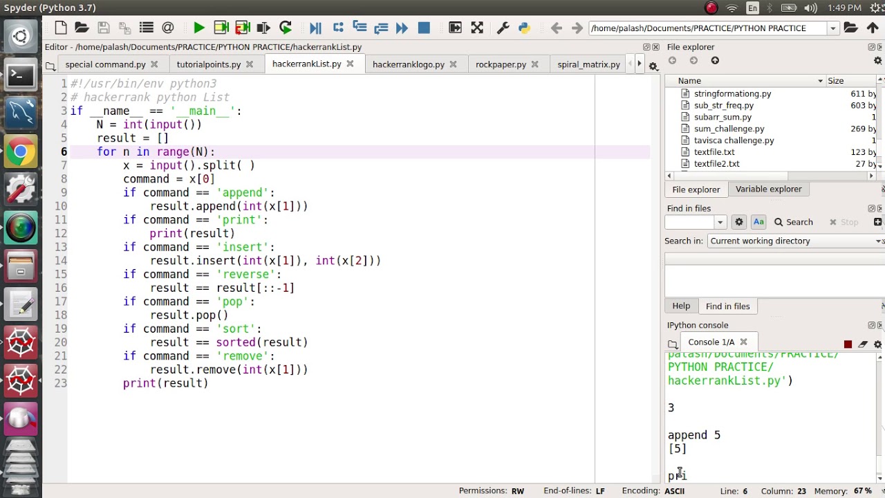 23. HackerRank list (Interview coding question) in python
