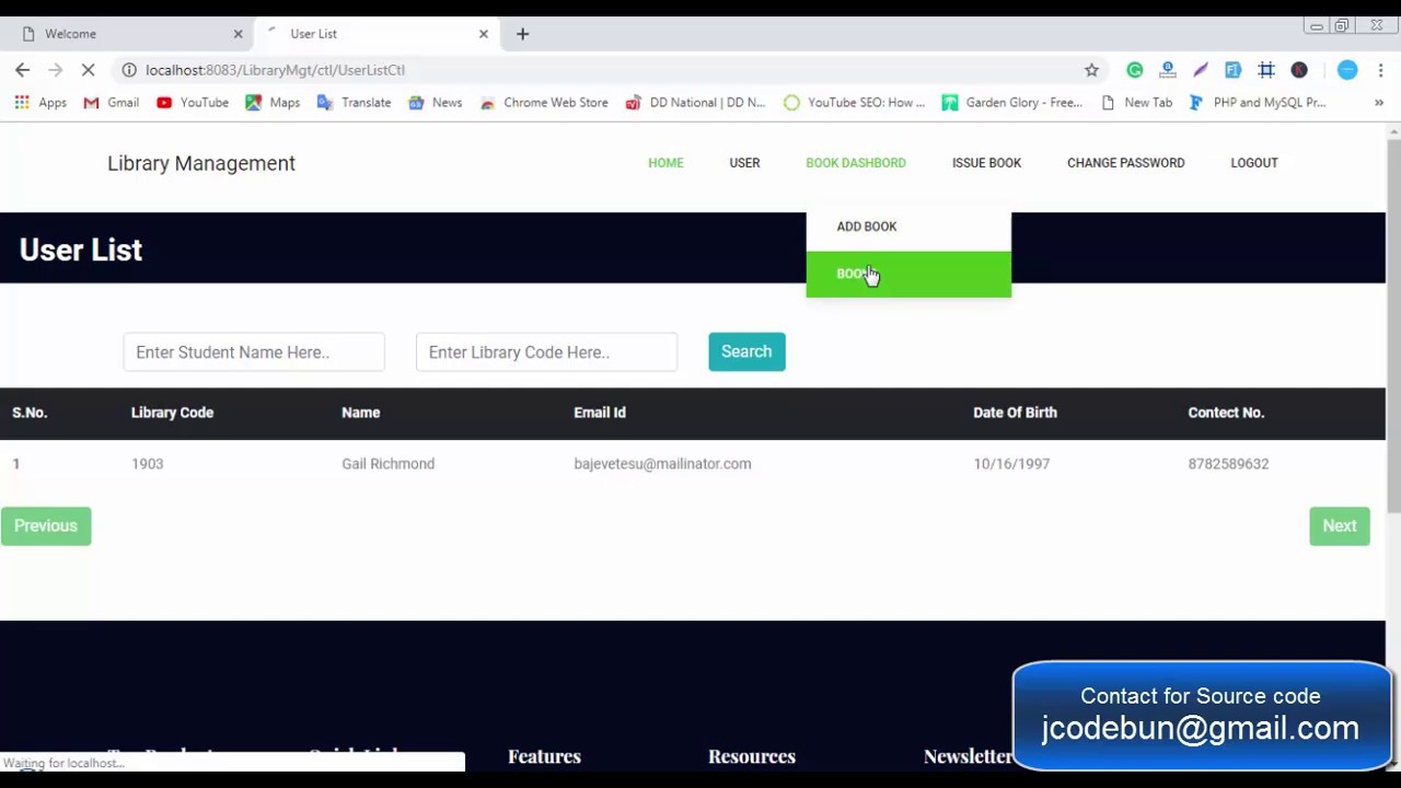 library management system project in java with source code