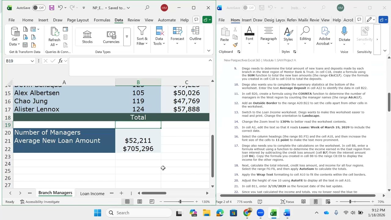 CIS1060 SAM Project A Excel Module 1 - Getting Started with Excel